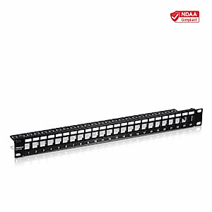 TRENDnet 24-Port Blank Keystone Shielded 1U Patch Panel, 1U 19" Rackmount Housing, Protects Against EMI/RFI Noise, Recommended with TC-K06C6A Cat6A Keystone Jacks (Sold Separately), Black, TC-KP24S