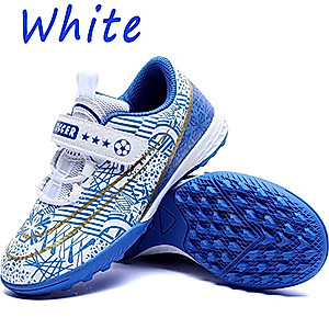 YANGTAOZI Kids Turf Soccer Shoes Boys Girls Youth Indoor Outdoor Soccer Cleats Football Shoes (Toddler/Little Kid/Big Kid) White