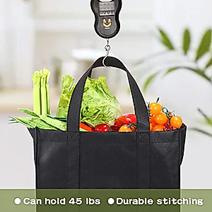 Kenning 20 Pack Reusable Grocery Bags Large Heavy Duty Shopping Bags Foldable Grocery Tote Bag with Reinforced Bottom and Sturdy Handles for Shopping Merchandise Events Parties, Black
