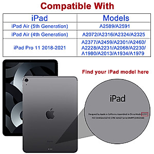 CCMAO Case for iPad Pro 11 Inch 2022/2021/2020/2018, iPad Air 5th/4th Generation 10.9 Inch Case with Pencil Holder, Heavy Duty Shockproof Protective Cover for Kids Boys Children, Red+Blue