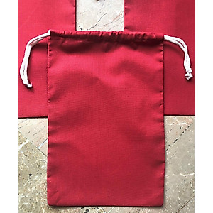 Reusable Eco friendly RED COLOR Cotton Thick Double Drawstring Muslin Bags "premium quality"-25 count pack (8 x 10)