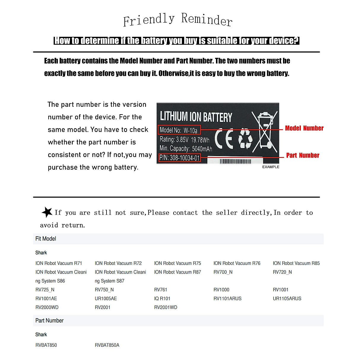 BCXY (3400mAh RVBAT850 Battery Replacement for Shark RV750_N RV720_N RV700_N RV1001AE RV1001 RV1101ARUS UR1005AE RV2001 RV2001WD RV1000 RV761 IQ R101 Shark RVBAT850A Battery