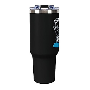 Vintage Racing Car 40oz Water Bottle Double Wall Insulated Tumbler with Handle Leakproof Travel Mug Black-style