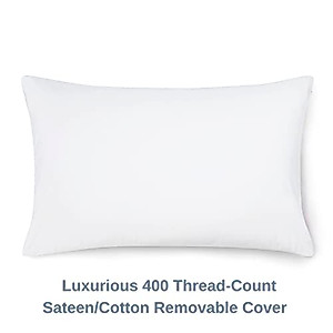 Freeli. Talalay Latex Bed Pillow - Queen Size with 400 Thread Count Sateen Cotton Cover, Side Sleeper Design, Dual-Zone Support - Firmer Edges and Softer Middle, Breathable Comfort, Made in USA