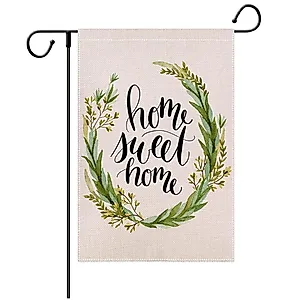 LHSION Home Sweet Home Garden Flag 12.5 x 18 Inch Vertical Double Sided Burlap Flag for Spring Summer Seasonal House Yard Decor
