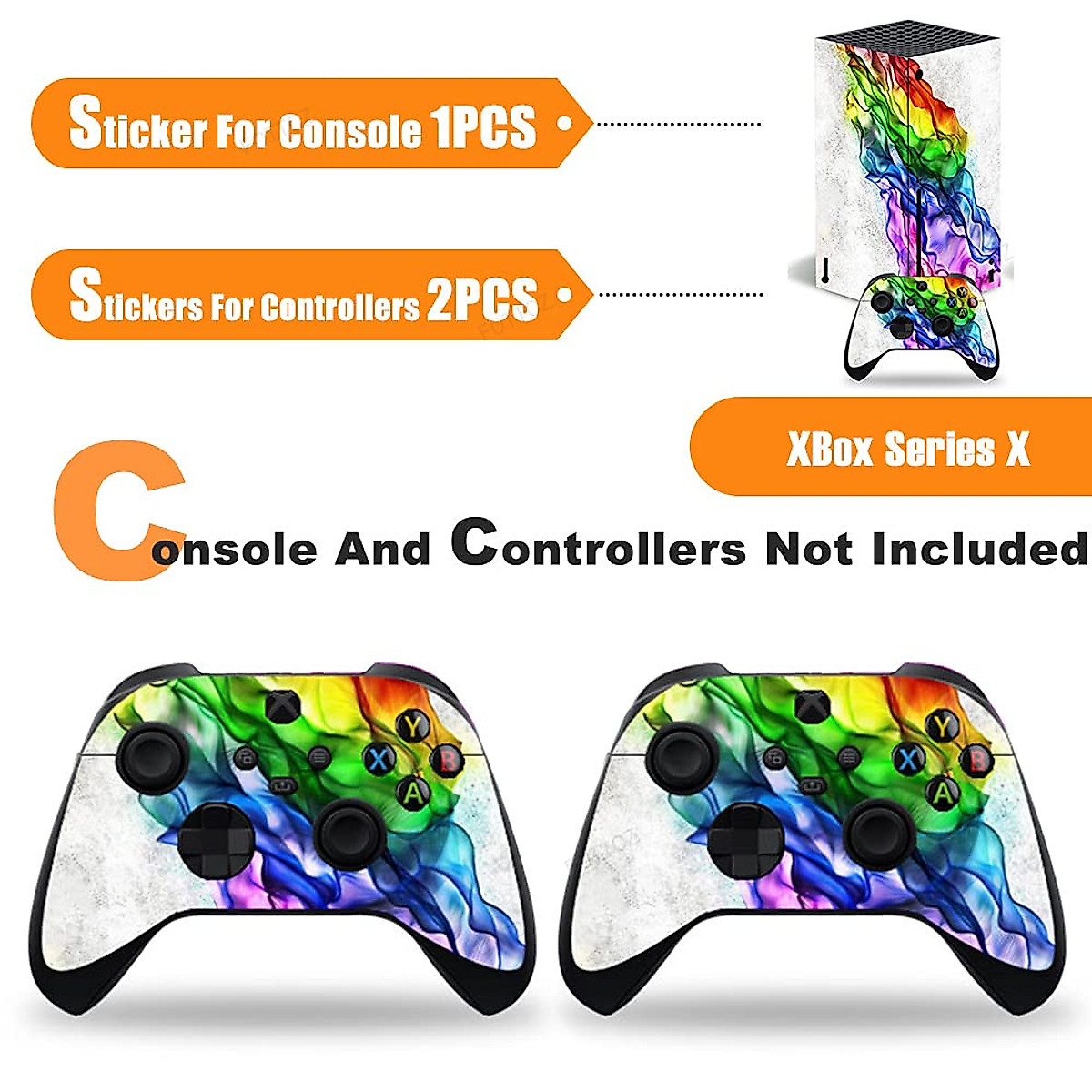 FOTTCZ Vinyl Skin for Xbox Series X Console and Controllers, Sticker Decal Protect Xbox Series X Devices - Rainbow Band