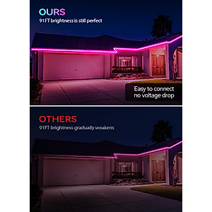 Skzlibry 91FT IP67 RGB+IC Outdoor Led Strip Lights Waterproof Led Light Strips with RF Remote &Bluetooth Music Sync App Control,Color Changing (RGB+IC, 560LED)