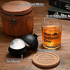 DAZLUTE Godfather Gifts for Men, Best Godfather Ever Whiskey Glass Set, Godfather Proposal Gifts, Father's Day Birthday for Godfather New Godfather, 10 Oz Godfather Old Fashioned Glass