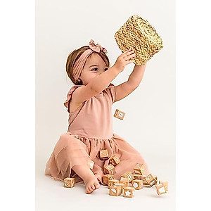 Organic Cotton Baby Girl Ruffle Romper Summer Tulle Dress Jumpsuit with Headband Outfit Set（18-24 Months, Misty Rose