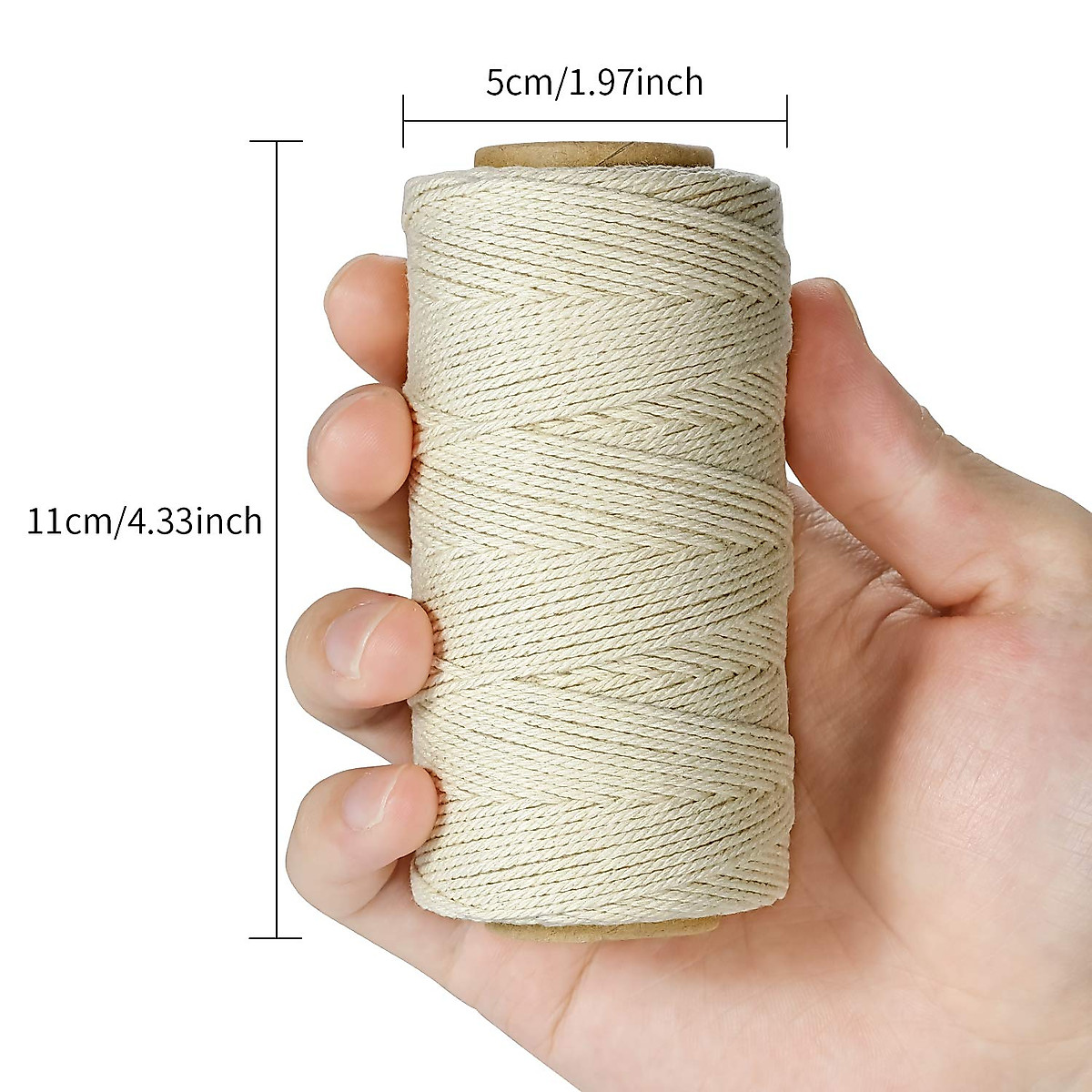 TJ.MOREE Butchers Twine, 3Ply 100m/328 1mmThick Feet Food Safe Cotton Cooking Meat Rope String Bakers Twine Fit to Parcel Sausage and Decorate Crafts (White)