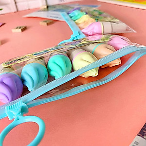 6pcs Cute Mini Highlighter Pen Ice Cream Shape Fluorescent Marker Pens Fluorescent Marker Pen