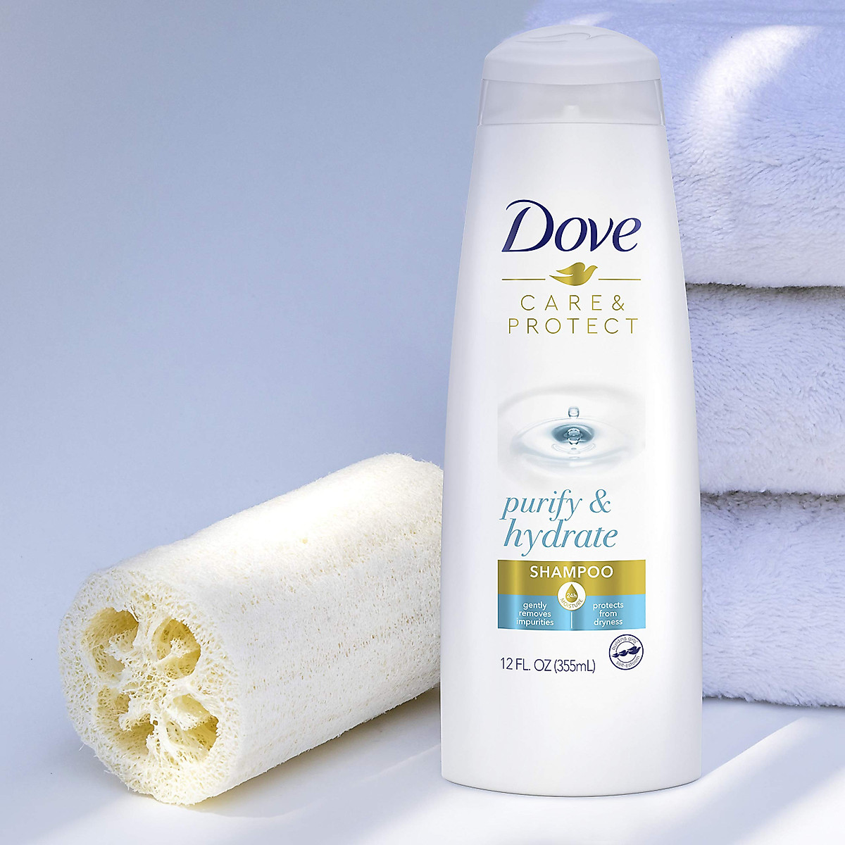Dove Care & Protect Shampoo for Dry Hair Purify & Hydrate Hair for Dryness Protection 12 oz