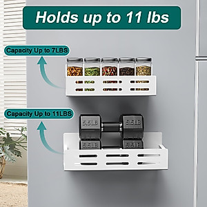 MFTEK Magnetic Spice Rack Organizer, 4 Pack Hanging Spice Rack for Refrigerator and Microwave Oven, Moveable Space Saving Fridge Shelf for Metal Cabinet, Black