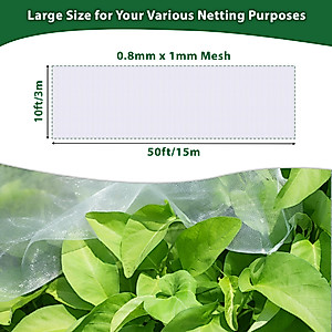 10 * 50FT Thicker Ultra Fine Garden Mesh Netting Pest Barrier, Plant Covers for Outdoor Patio Greenhouse Vegetables Fruit Flower Garden Protection, Row Covers Fabric Screen Insect Bug Bird Netting