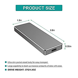 External Hard Drive 2TB Type C USB3.1 for PC, Mac, Desktop Computer Wii U, Xbox (2to, Silver)