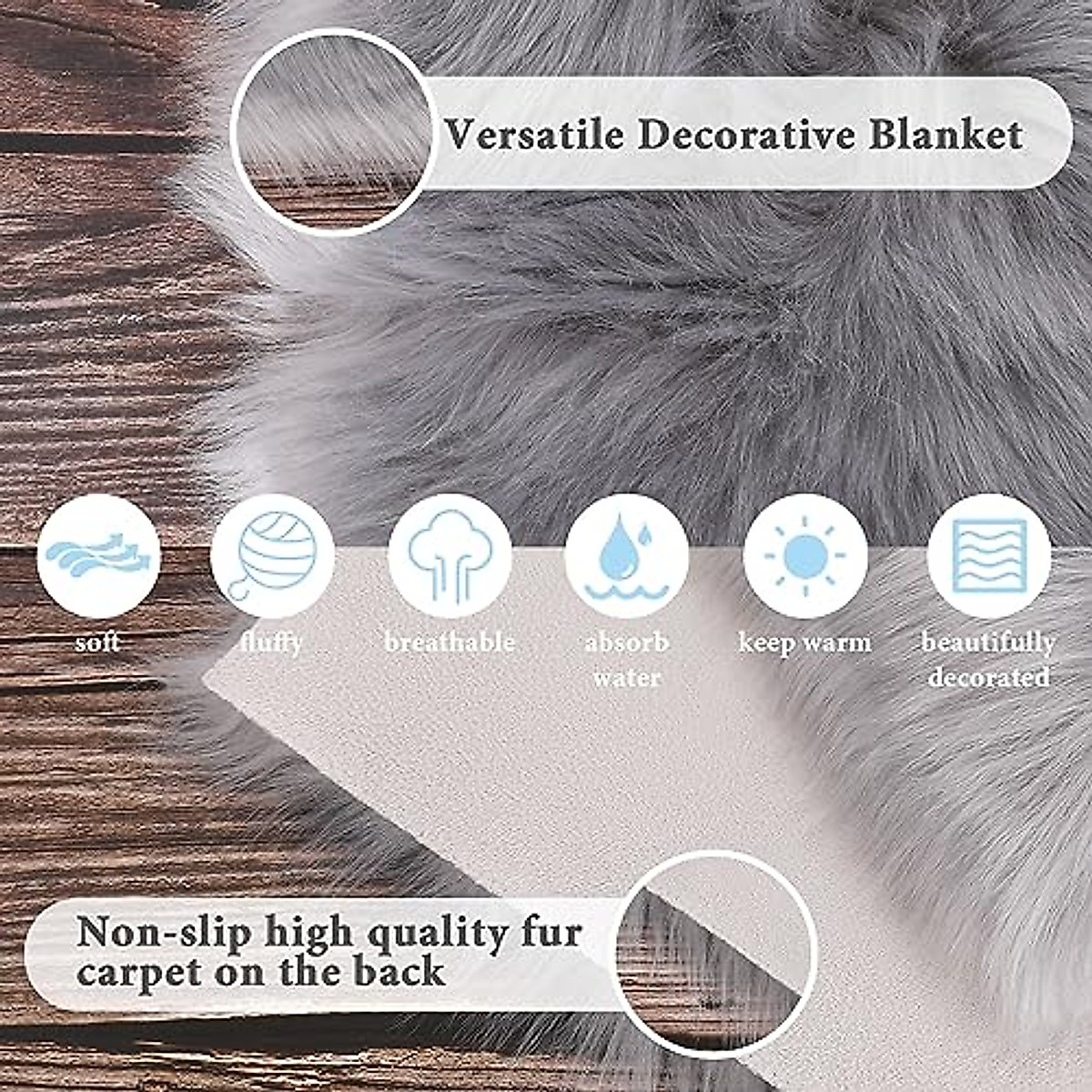 WLLHYF 15 Inches Mini Square Faux Fur Rug, Small Fluffy Area Rug Cushion for Living Room Sofa Bedroom Floor Soft Square Chair Cover Seat Pad Nail Mat for Photographing Background of Jewelry