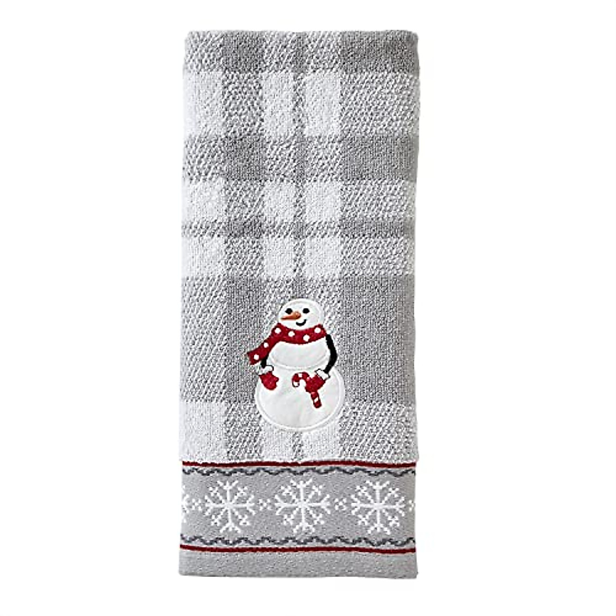 SKL Home by Saturday Knight Ltd. Whistler Snowman Hand Towel (2-Pack),Cotton, Gray