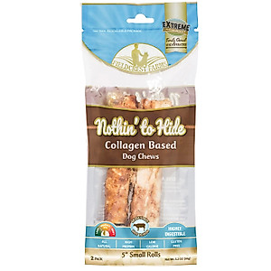 Fieldcrest Farms Nothing to Hide Natural Rawhide Alternative 5'' Rolls for Dogs - 3 Pack (6 Chews) Premium Grade Easily Digestible Chews (Beef)