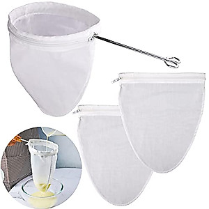 WMKGG Ultra Fine Mesh Strainer Bags, Reusable Mesh Filter Bags with Stainless Steel Handle Frame for Filter NutMilk, Coffee, Milk, Butter, Juices and Fresh Cheese (Small Size)