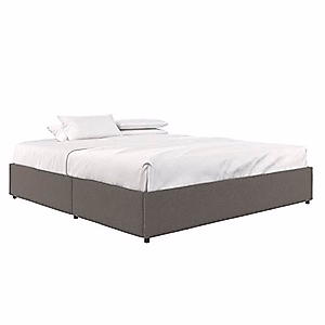 DHP Maven Upholstered Platform Bed for Raised Mattress-Support with Underbed Storage Drawers, No Box Spring Needed, King, Gray Linen