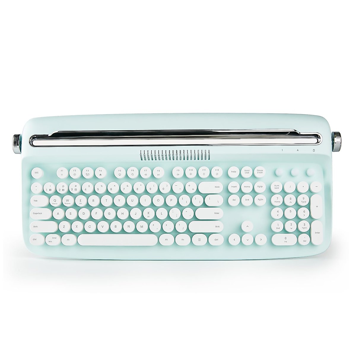 YUNZII ACTTO B503 Wireless Typewriter Keyboard, Retro Bluetooth Aesthetic Keyboard with Integrated Stand for Multi-Device (B503, Sweet Mint)
