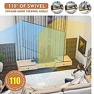 Universal Swivel TV Stand/Base Table Top TV Stand 40 to 86 inch TVs 110 Degree Swivel, 5 Level Height Adjustable, Heavy Duty Tempered Glass Base, Holds up to 132lbs Screens, HT04B-003