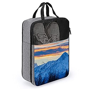 Frcavbin Alaska Mountain Sunset Travel Shoe Bag Shoes Carrier with Handle and Zipper Foldable Shoe Puches Organizer for Home storage School starts