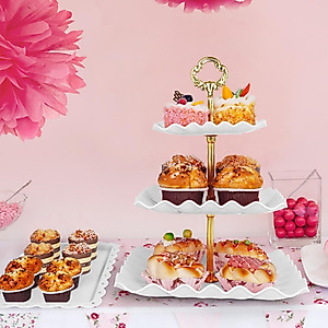 5 Pcs Dessert Table Display Set - 2 Pcs 3-Tier Dessert Display Stands & 3 Pcs Serving Tray - Dessert Trays Dessert Stands Treat Table Displays Set for Tea Parties,Birthdays & Baby Showers