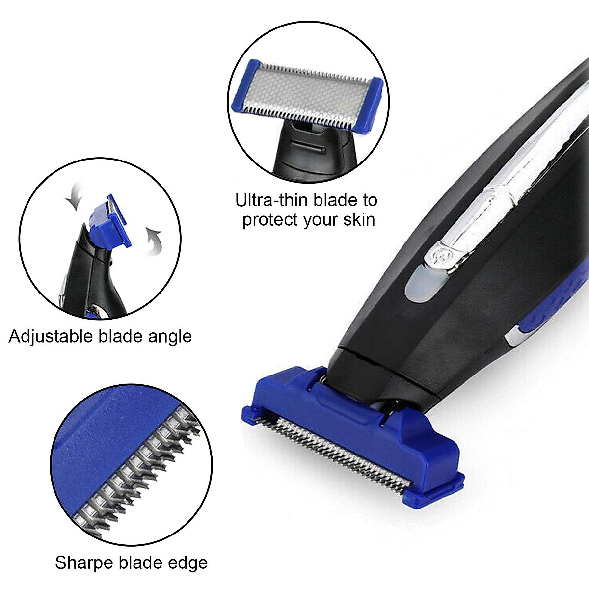 4PCS LinMei Solo Replacement Heads Compatible for 1st Generation Microtouch Solo Mens Shaver with Shaver Charging Cable for Electric Trimmer