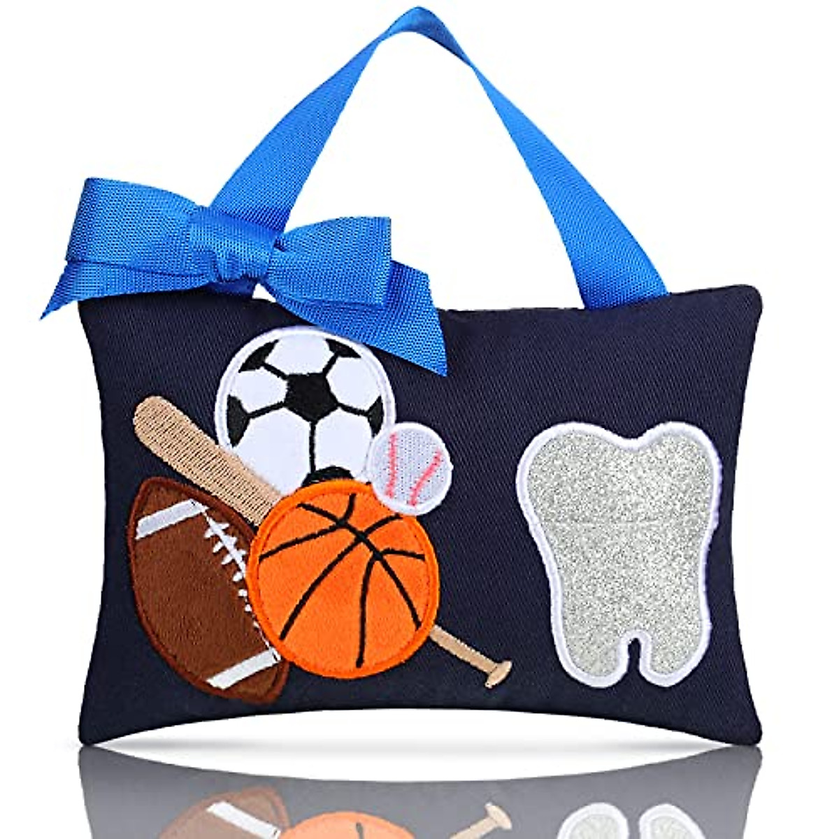 Tooth Fairy Pillow with Pocket Kids Lost Tooth Pillow for Tooth Fairy Tooth Pillow Tooth Keepsake Pouch Tooth Fairy Gifts for Girl and Boy Children Lost Tooth, 3.9 x 5.9 Inches(Ball Style)