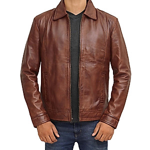 Blingsoul Vintage Style Brown Leather Jacket Men | [1100373] Wick, M