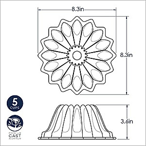 Nordic Ware Lotus Bundt Pan Gold, 5 Cup Capacity