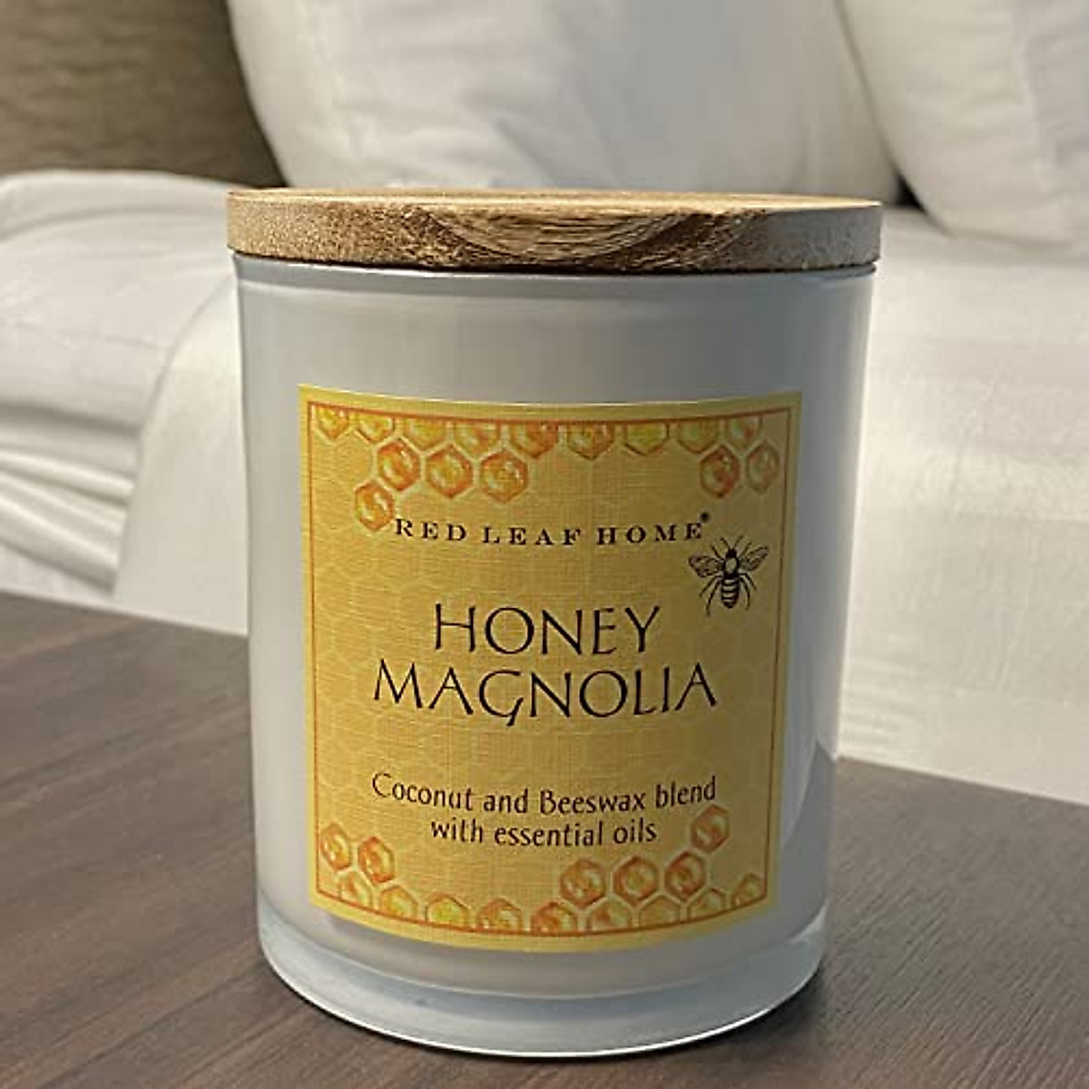 Red Leaf Home | Honey Magnolia Candle, Large | Honeycomb Collection, Aromatherapy, Gift | 15.5oz Jar