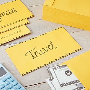 Okuna Outpost Money Envelopes for Cash, Payroll, Money Saving, Coins, Currency, 100GSM, Yellow (4 x 7 Inch) - 100 Pack