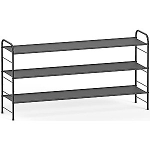 Coonoor 3-Tier Long Shoe Rack Storage for Wide Shoe Shelf Organizer,Black
