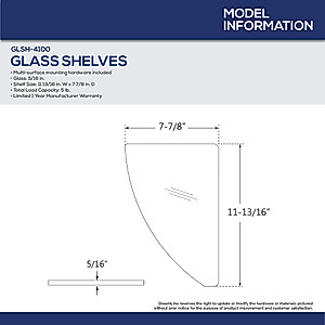 DreamLine 12 in. x 8 in. Corner Glass Shelf in Chrome