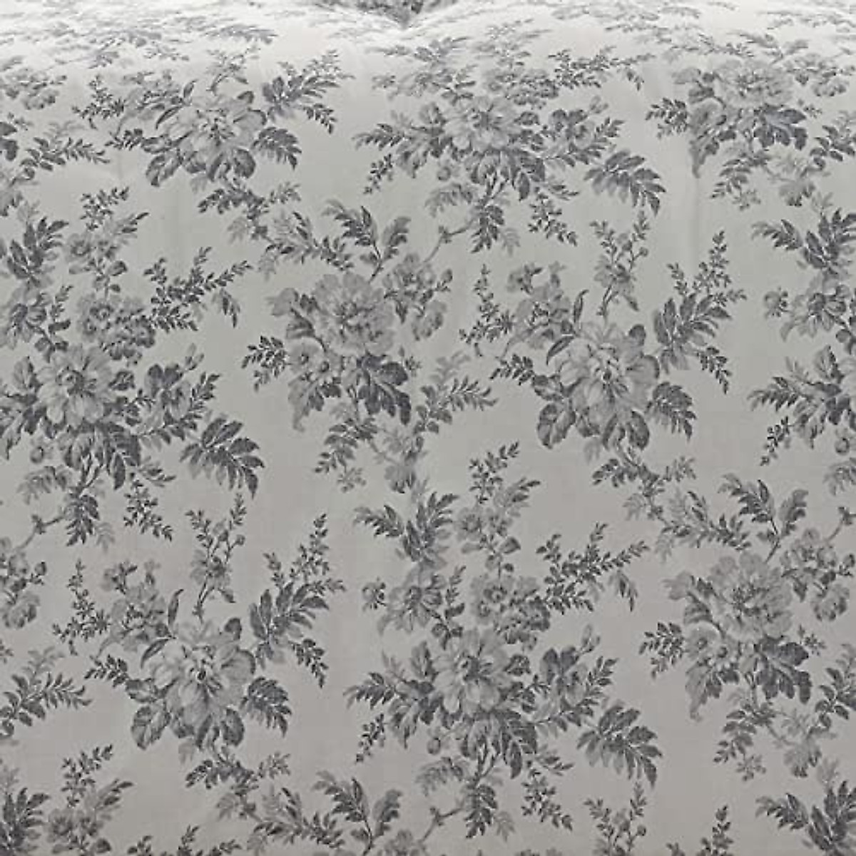 Laura Ashley- King Duvet Cover Set, Reversible Cotton Bedding Set, Includes Matching Sham(s) with Bonus Euro Sham(s) & Throw Pillow Covers (Annalise Floral Grey, King)