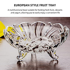 Angoily Glass Salad Bowl Glass Footed Dessert Bowl Vintage Flower Embossed Ice Cream Bowl Trifle Bowl Salad Bowl Candy Cake Bowl for Home Party Wedding 950ml Parfait Bowl