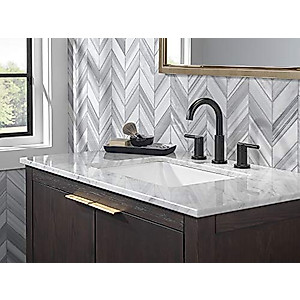 Delta Faucet Nicoli Widespread Bathroom Faucet 3 Hole, Matte Black Bathroom Faucet, Bathroom Sink Faucet, Drain Assembly, Matte Black 35749LF-BL