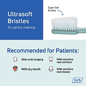 TEPE Gentle Care Soft Toothbrush, Adult Post-Surgery Toothbrush for Sensitive Teeth and Gums