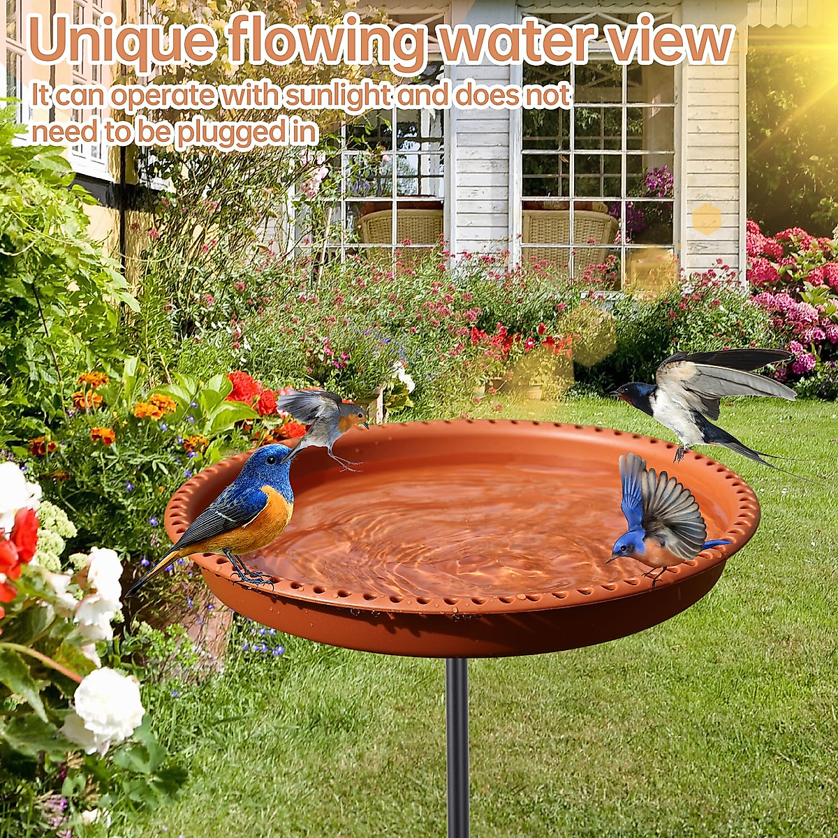 Feemiyo Upgraded Bird Bath for Hummingbirds,Detachable Stable Stylish Design with 5-Prong Base Metal Stake Bird Baths for Lawn Patio Yard Garden(Gift)