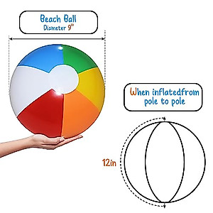 Mcftvun Beach Balls Bulk, 12 Pack -12" Inflatable Swimming Pool Toys for Kids & Adults Summer Beach Toys for Water Games, Hawaiian Tropical Theme Party Decorations Favors Supplies
