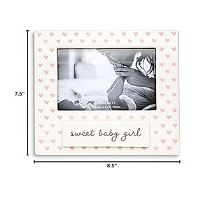 DEMDACO Sweet Baby Girl Pink Holds 4 x 6 Inch Photo Ceramic Wall or Tabletop Frame