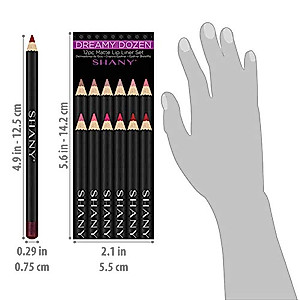 SHANY Dreamy Dozen Matte Lip Liner Set Vegan - Long-Lasting Professional Velvet Cruelty-Free Lipstick Pencils Pens in Varying Shades - Pack of 12