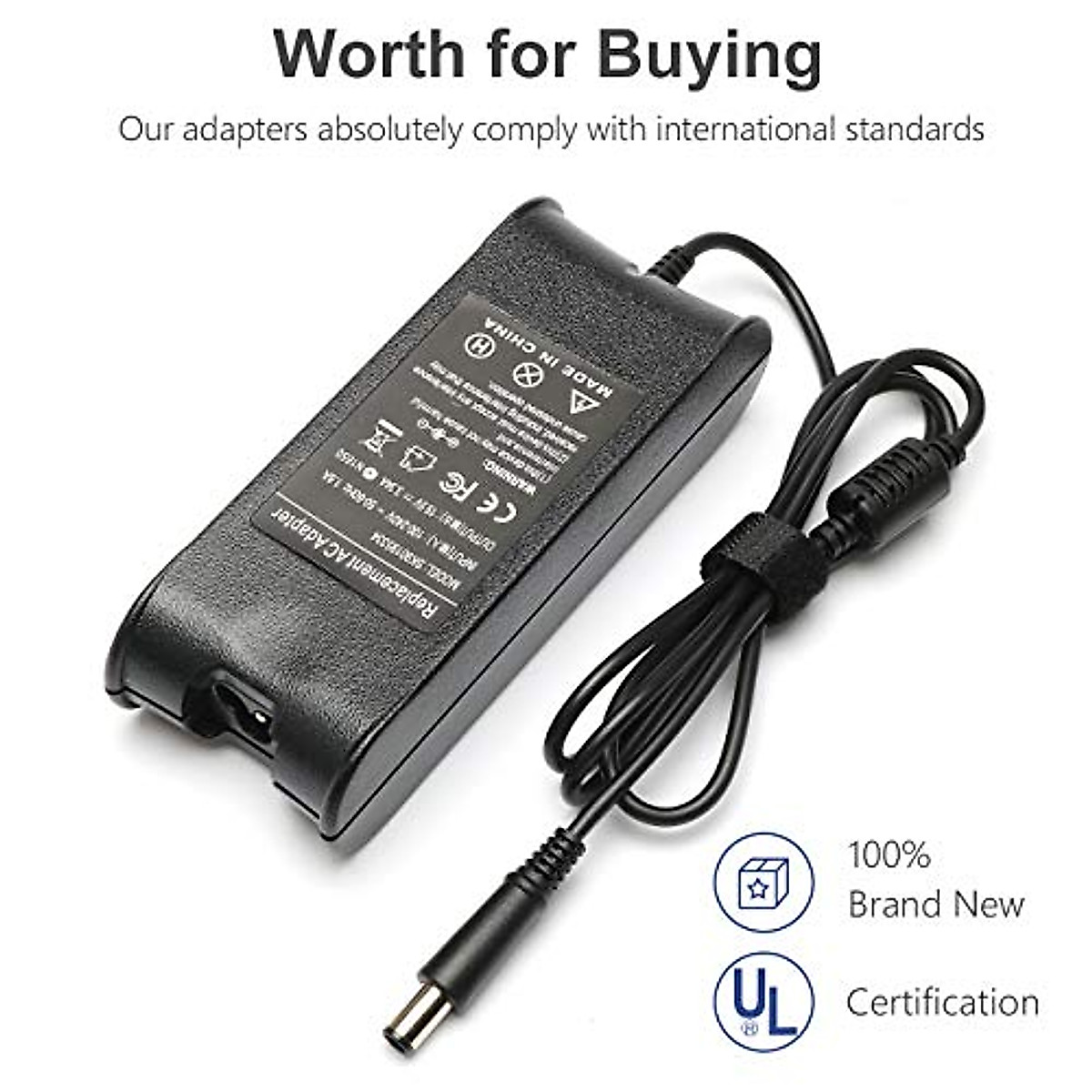 19.5V 3.34A 65W AC Adapter Laptop Charger Replacement for Dell Latitude 3190 3189 5400 5480 5490 7490 E5500 E5470 E6430 E6500 E6530 Chromebook 11 3120 3180 3189 Series