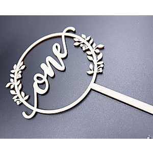 Wooden Gold One 1st Cake Topper New Borth Age Happy Birthday Cake Decorations First Anniversary Double Face