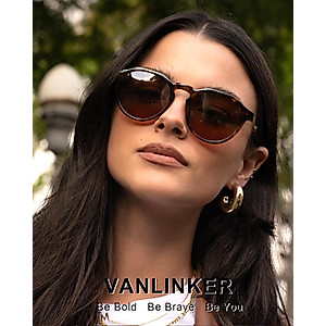 VANLINKER Trendy Round Polygon Polarized Sunglasses for Men Women Vintage Retro Sun Glasses VL9775 Brown/Tortoise