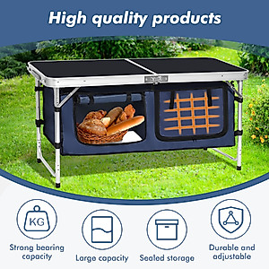 Camp Field Camping Folding Aluminum Table with Adjustable Legs for Outdoor Travel Beach, Backyards, BBQ, Party and Picnic Foldable Table