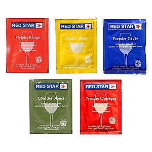 North Mountain Supply - RS-SP-5 Red Star Sampler Pack Wine Yeast - Pack of 5 - With Freshness Guarantee