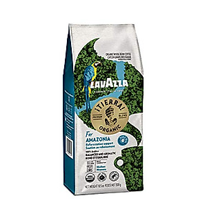 Lavazza, ¡Tierra Organic Amazonia Whole Bean Coffee Medium Roast 10.5 Oz Bag, Floral Notes Authentic Italian, Blended And Roated in Italy, Balanced and Aromatic Fruity and floral notes